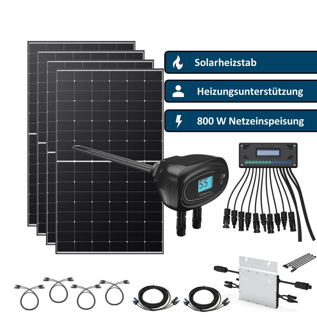 Set Solarheizstab mit 800 W Netzeinspeisung | fothermo